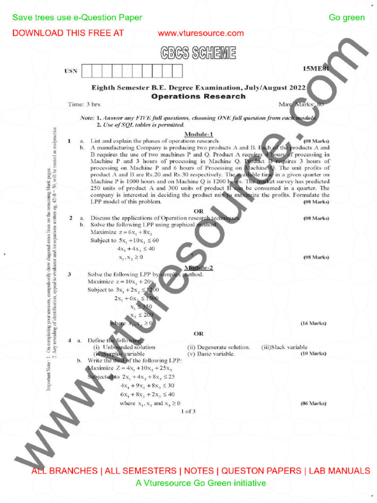 Vtu Question Paper5 | PDF