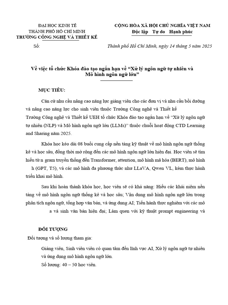 (CTD) 2025 - TB16 - Thông Báo - NLP Và LLM | PDF