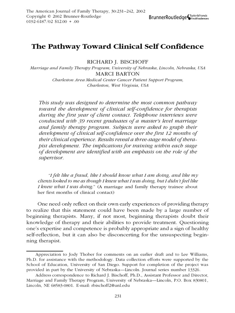 TEMA 3. A. Bishoff Barton Gaining Confidence Article | PDF | Psychotherapy | Family Therapy