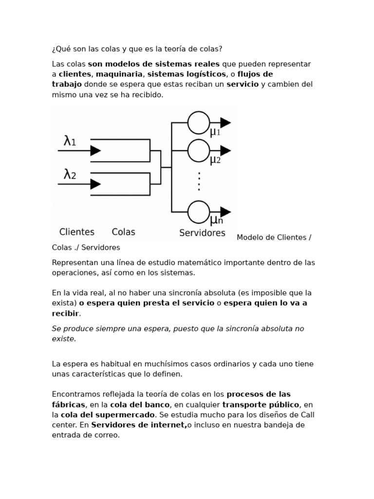 Introducción a la Teoría de Colas | PDF