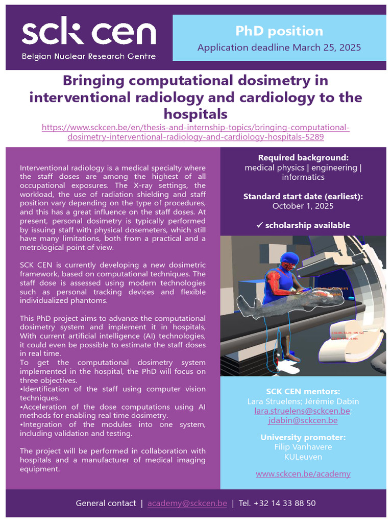 Poster PHD Vacancy SCK CEN ComputationalDosimetry | PDF | Dosimetry ...