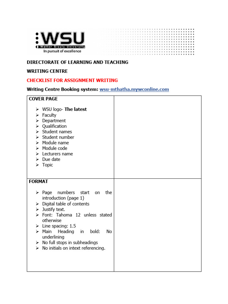 Checklist For Assignment Writing For Consultants | PDF | Paragraph ...