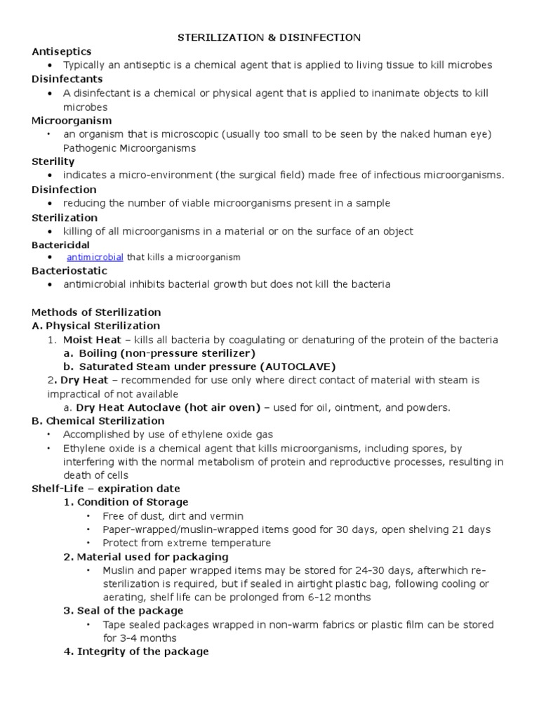 Sterilization | PDF | Sterilization (Microbiology) | Disinfectant