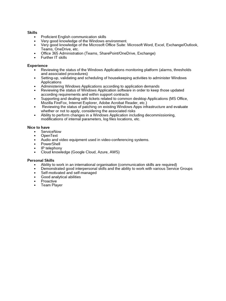 Job Description Windows Consultant | PDF