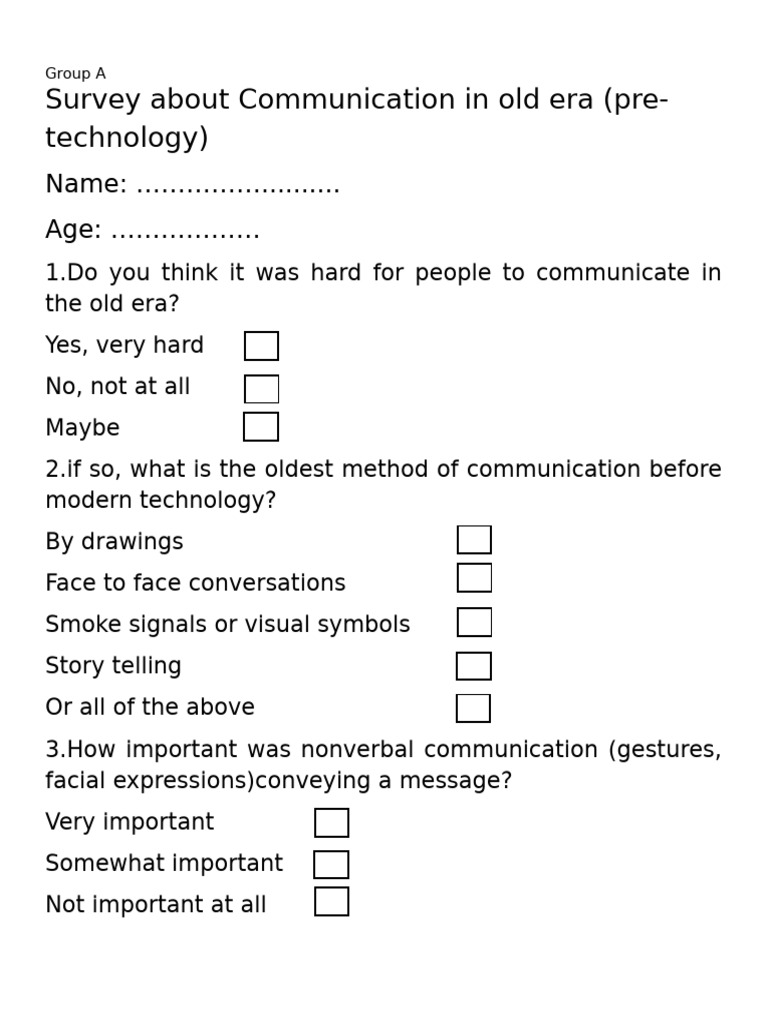Pre-Technology Communication Survey Insights | PDF