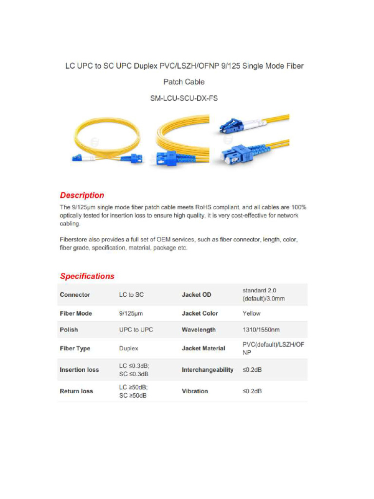LC UPC A SC UPC Dúplex | PDF