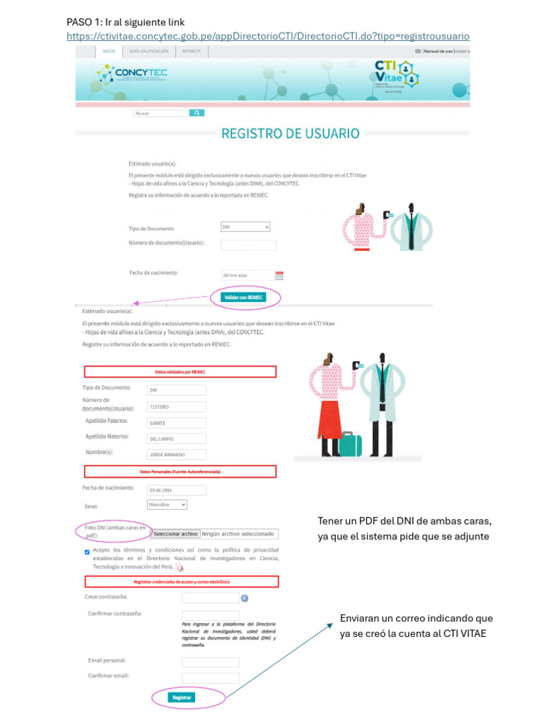 Pasos para Registrar El CTI VITAE | PDF