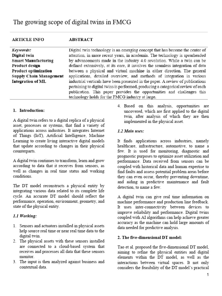 The Growing Scope of Digital Twins in FMCG | PDF | Simulation | Machine Learning