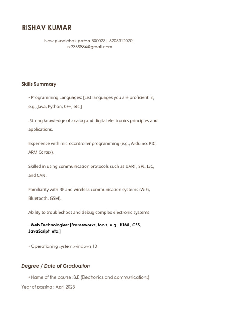 Rishav Kumar: Skills Summary | PDF