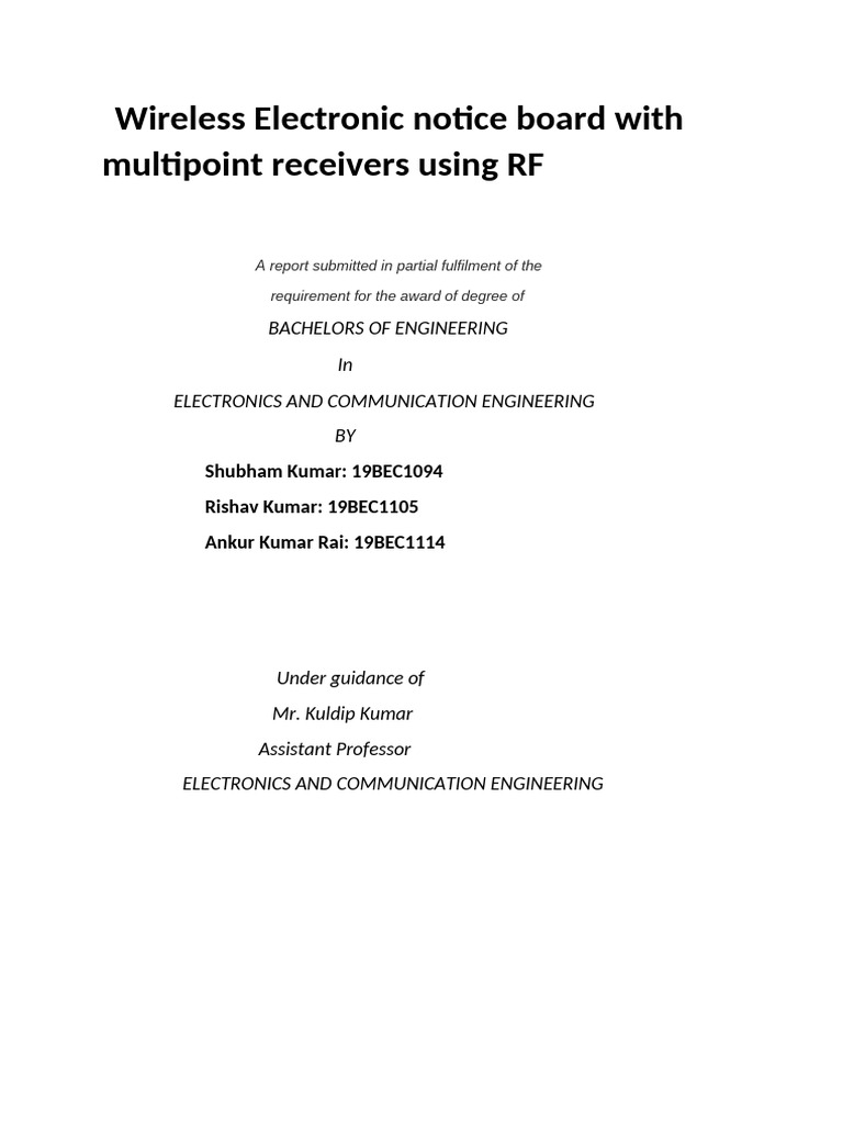 Wireless Electronic PROJECT REPORT | PDF | Liquid Crystal Display | Microcontroller