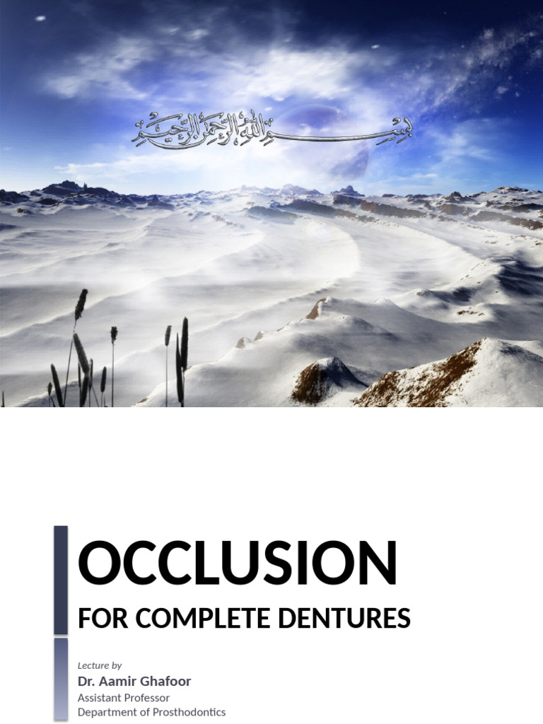 Lec42_Occlusion for Complete Dentures-02_2015 | PDF | Dentistry Branches | Dental Anatomy