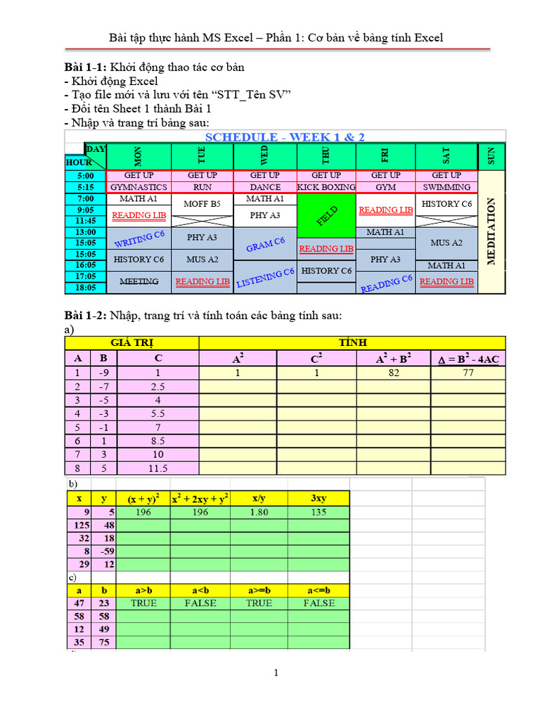 BTTH Chuong 5 - MS Excel | PDF
