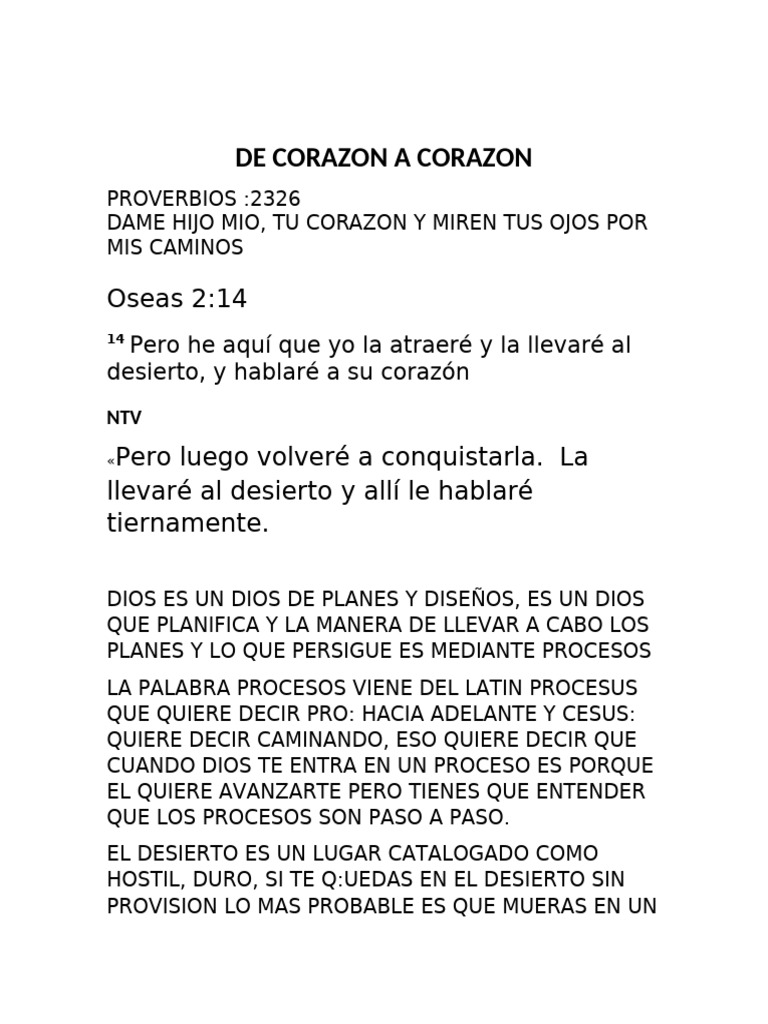 De Corazon A Corazon | PDF