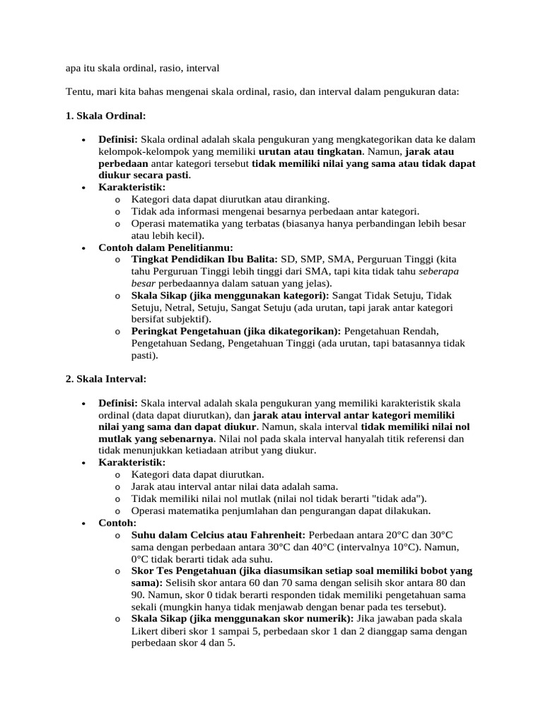 12. skala,ordinal, rasio dan interval | PDF