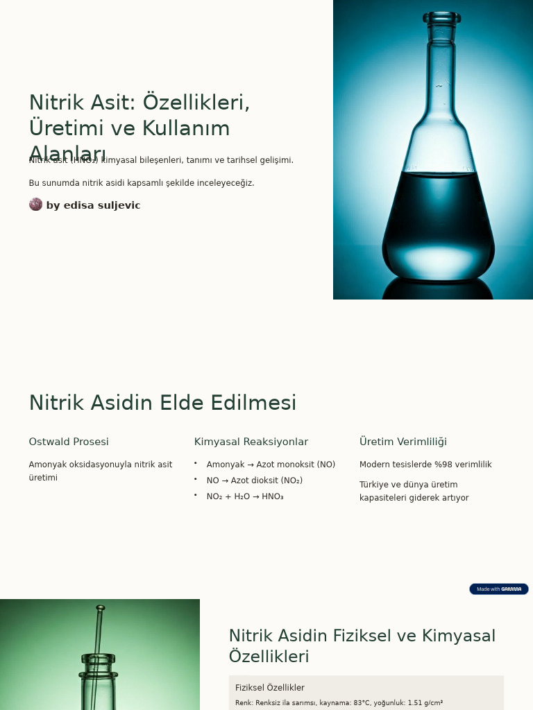 Nitrik Asit Ozellikleri Uretimi Ve Kullanim Alanlari | PDF