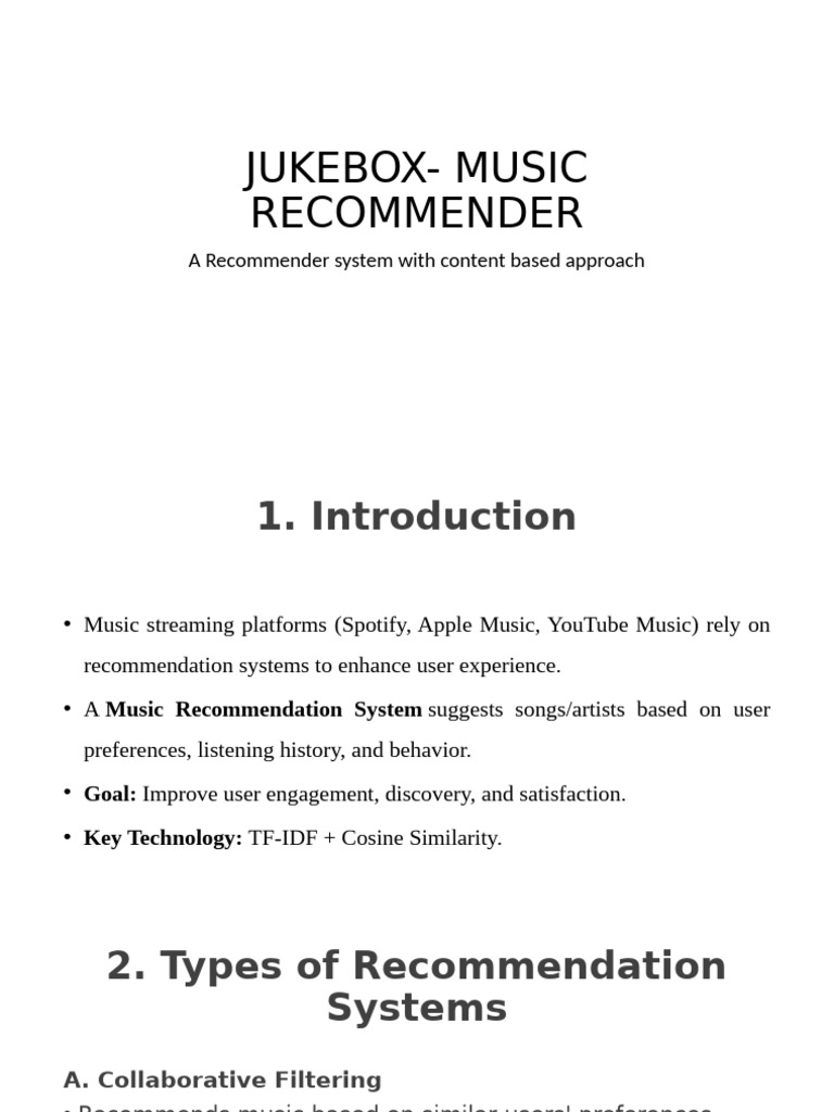 Jukebox - Music Recommender | PDF