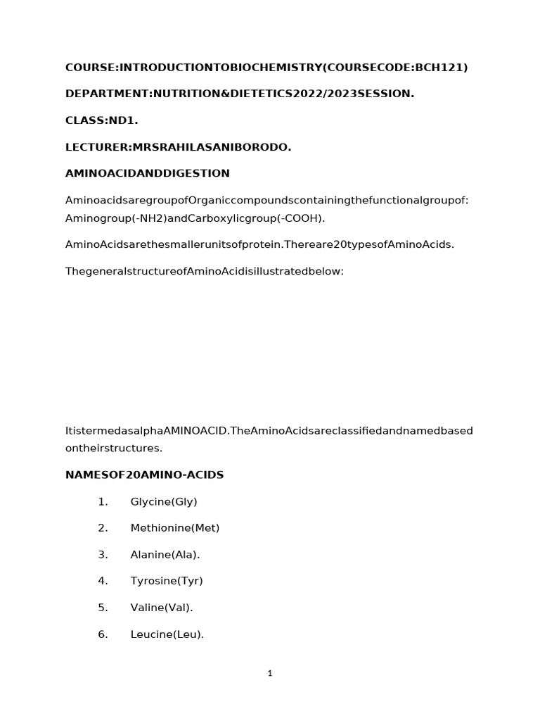 Introduction To Biochemistry Handout 2023 | PDF | Vitamin | Molecular ...