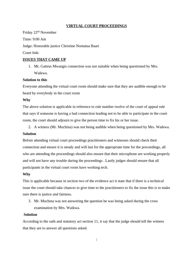 Virtual Court Proceedings | PDF
