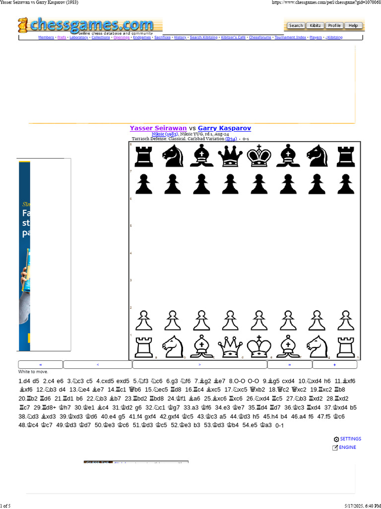 Seirawan vs Kasparov: 1983 Game Analysis | PDF | Chess Openings | Chess