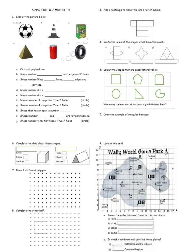 Final Test Ii - Math - E4 2023 | PDF | Shape | Rectangle