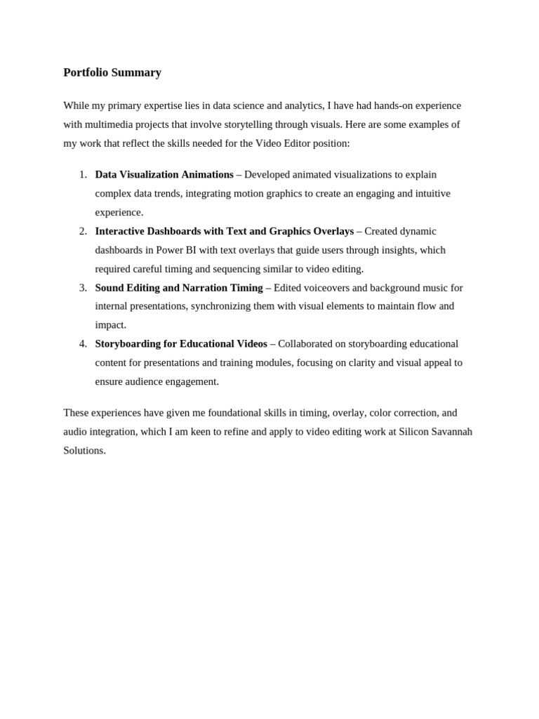 Portfolio Summary | PDF