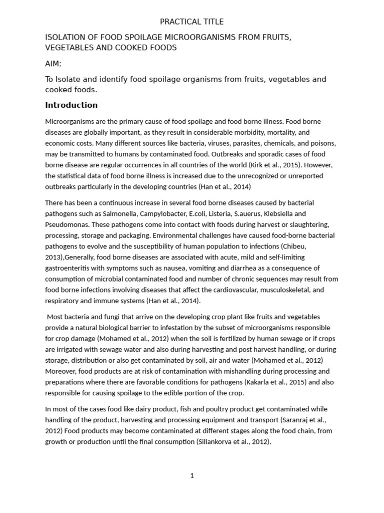 Isolation of Food Borne Pathogens From Foods FST 122 - 095041 | PDF ...