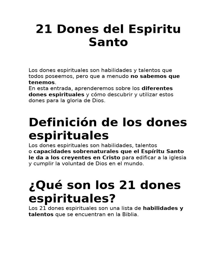 21 Dones Espirituales según la Biblia | PDF | Don espiritual | Cristo ...