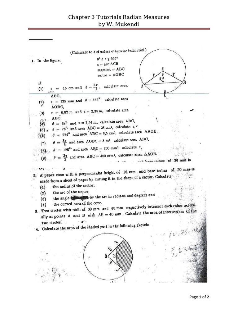 Chapter 3 Tutorials On Radian Measures | PDF