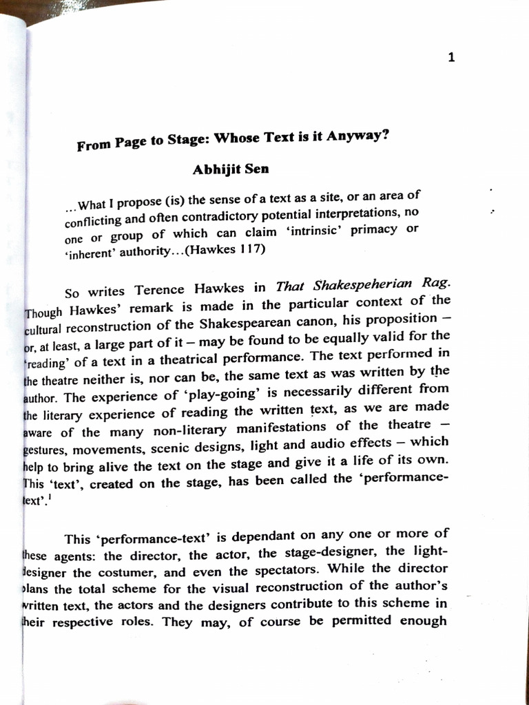 Chapter 1 From Pranab Da's Book On Theatre (Lecture 1 and 2) | PDF | The Merchant Of Venice ...