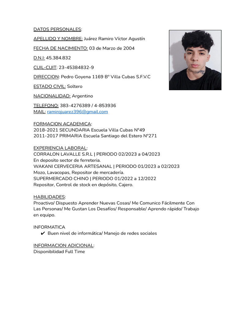 CV Juarez Ramiro | PDF