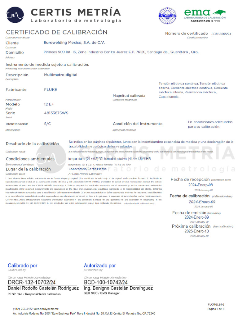 5.3.2 Certificado LCM-356524 Multimetro digital fluke 48133875WS (Verif ...