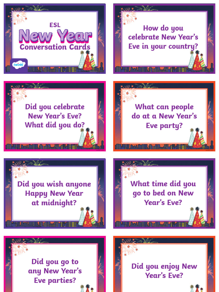 New Year Conversation Cards | PDF | Ceremonies | Seasons