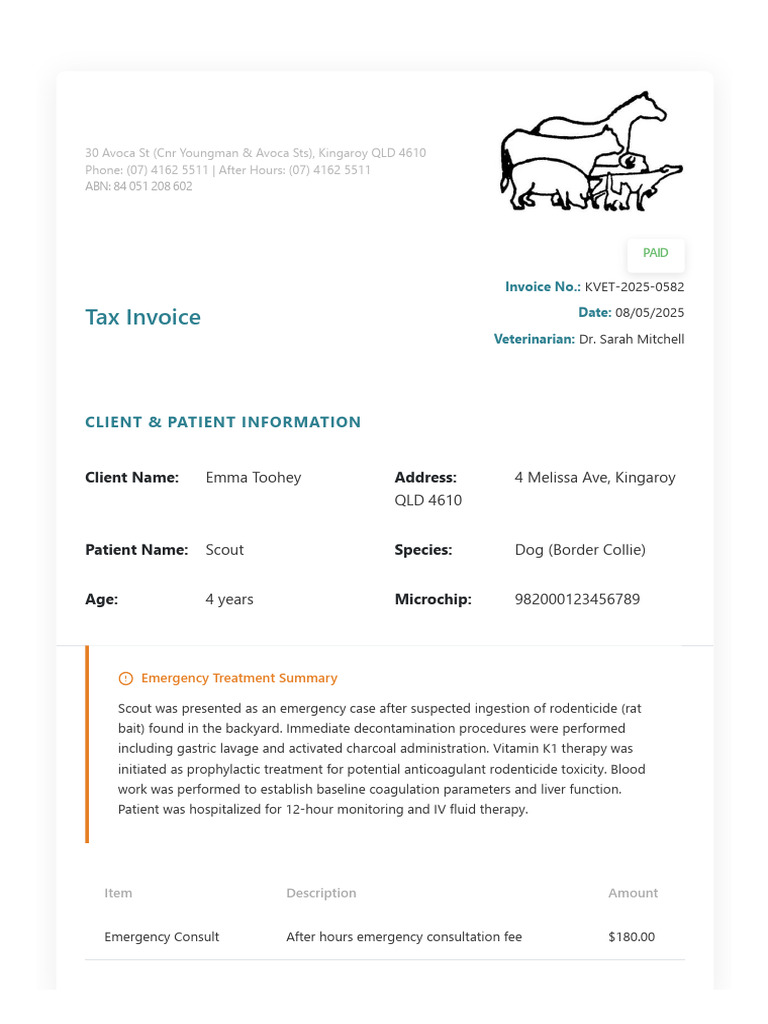 Kingaroy Vet Surgery - Invoice | PDF | Medical Specialties | Clinical ...