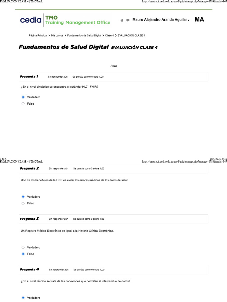Prueba Clase 4 Fundamentos de Salud Digital | PDF | Registro Electrónico de Salud | Informática