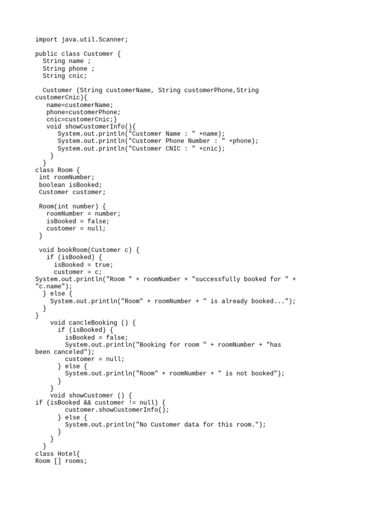 Java Hotel Room Booking System | PDF | Computer Programming | Software ...