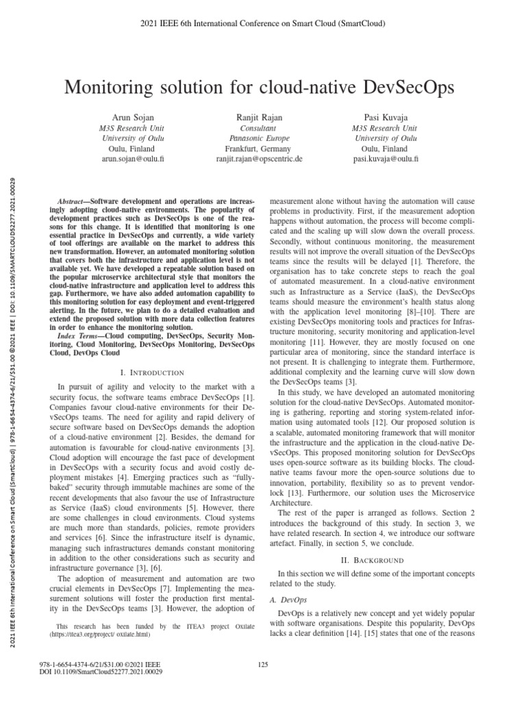 Monitoring Solution For Cloud-Native DevSecOps | PDF | Cloud Computing | Software Engineering