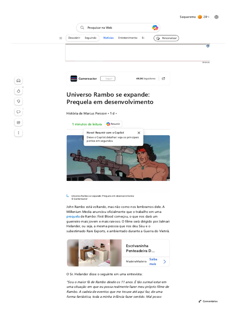 Universo Rambo Se Expande - Prequela em Desenvolvimento | PDF