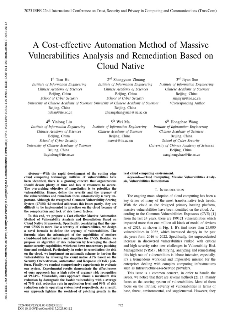 A Cost-Effective Automation Method of Massive Vulnerabilities Analysis and Remediation Based On ...
