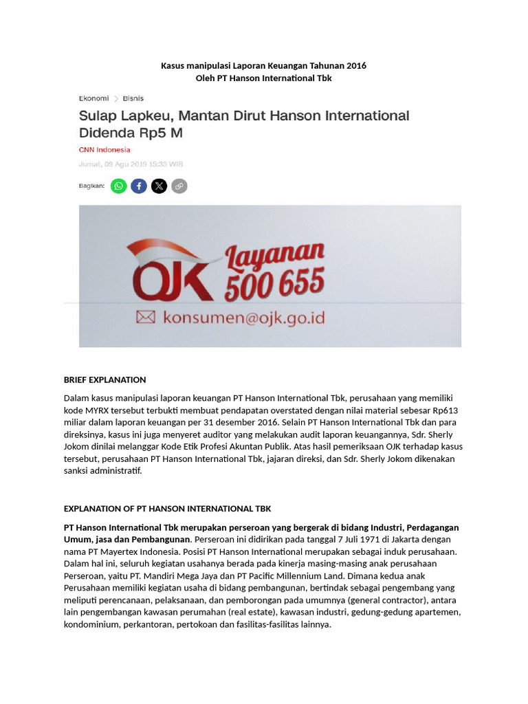 Kasus Manipulasi Laporan Keuangan MYRX | PDF