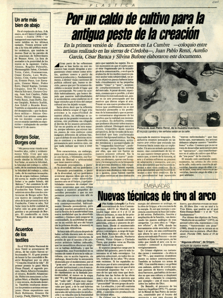 1991 - Por Un Caldo de Cultivo para La Antigua Peste de La Creación ...