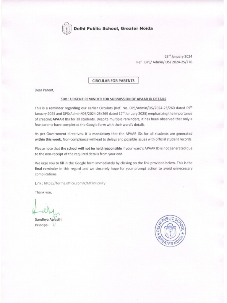 Apaar Id Circular | PDF