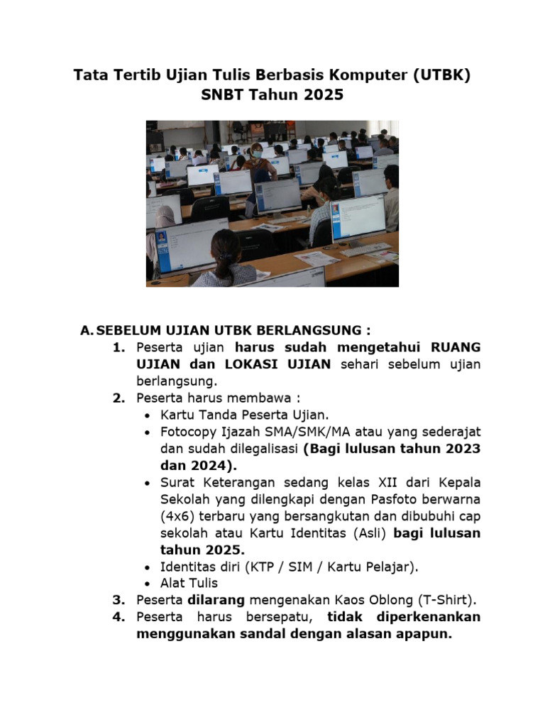 Tata Tertib Ujian Tulis Berbasis Kompute | PDF