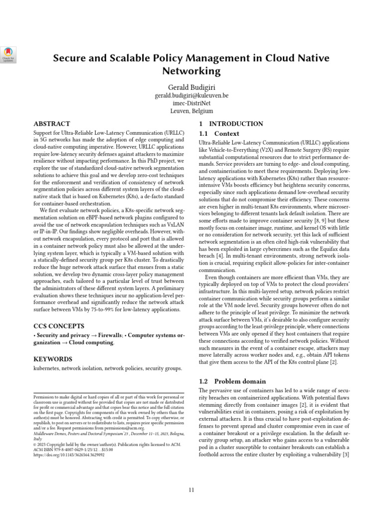 Secure and Scalable Polocy Management in Cloud Native Networking | PDF ...