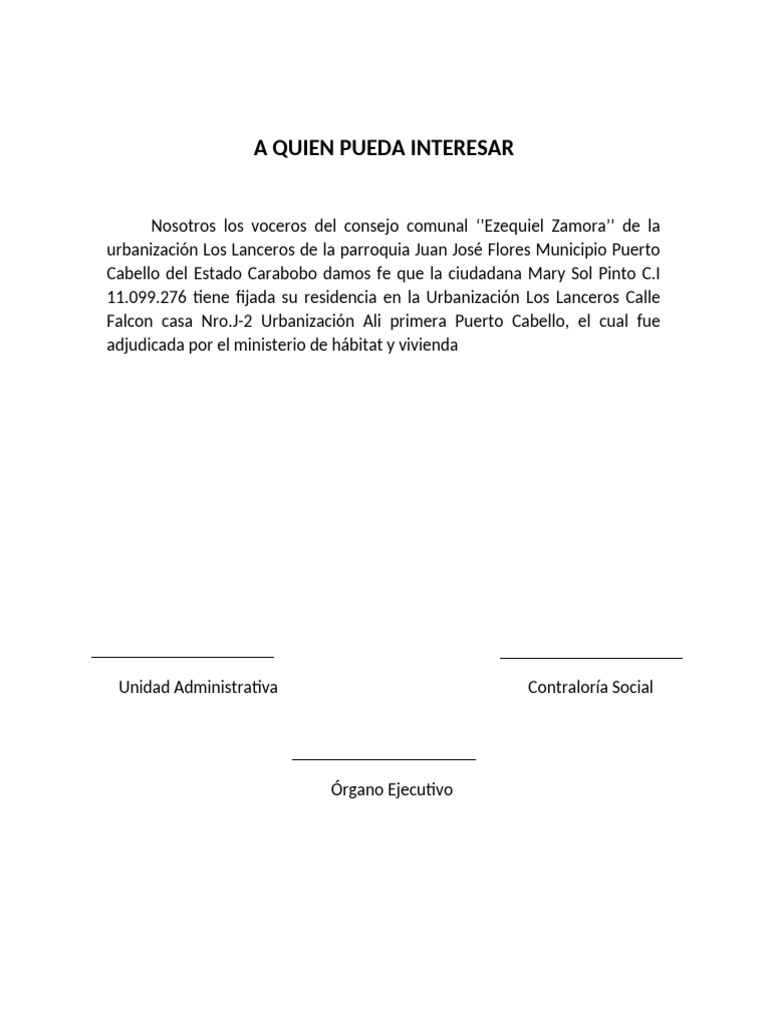 A Quien Pueda Interesar | PDF