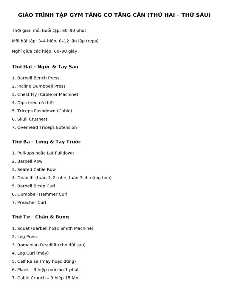 Giao Trinh Tap Gym Tang Co Tang Can | PDF