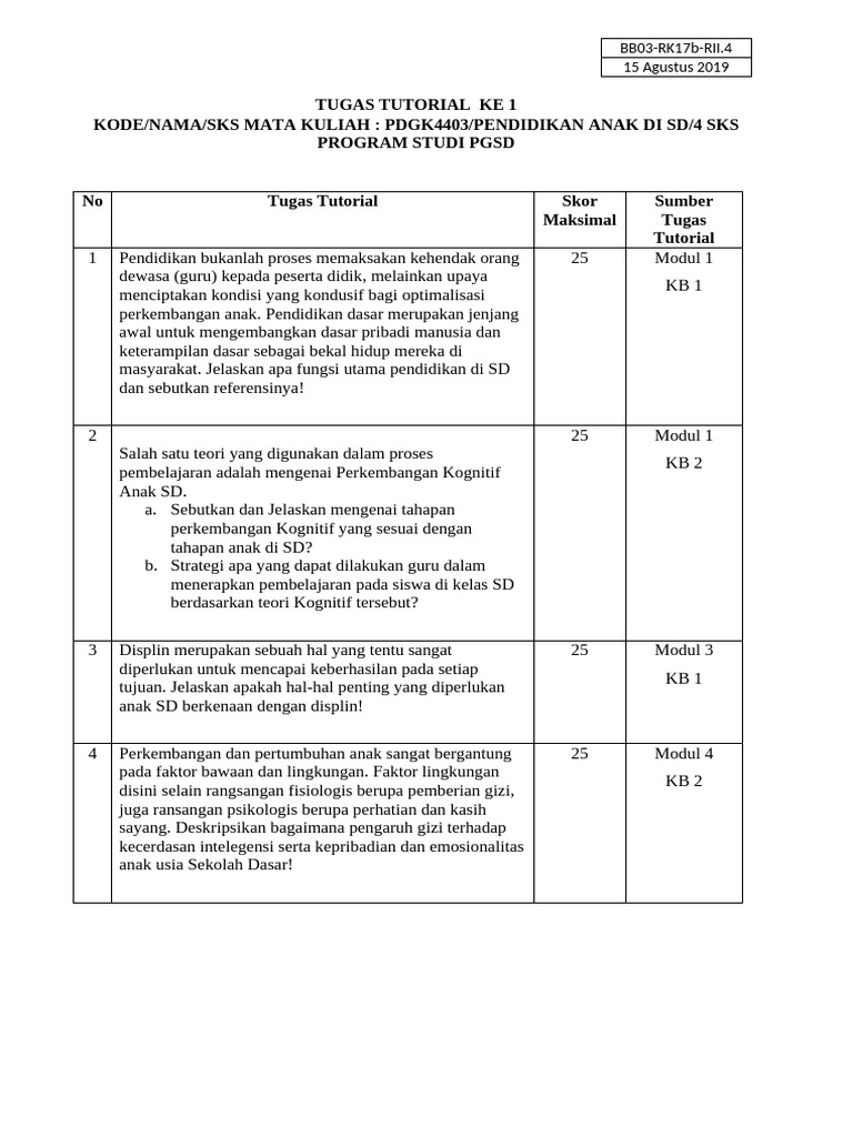 Pendidikan Anak Di SD | PDF