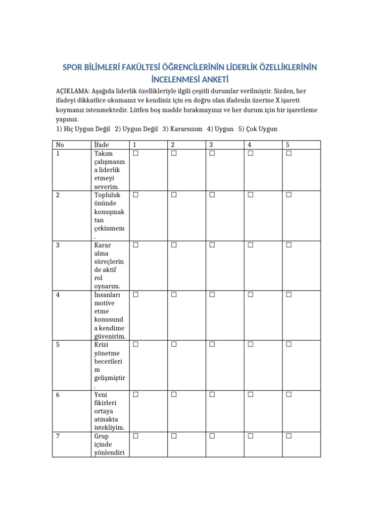 Liderlik Anketi | PDF