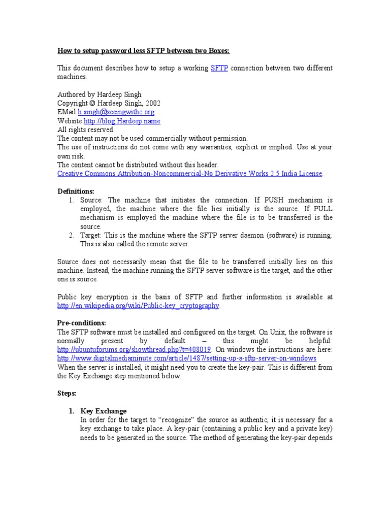 SFTP Setup | PDF | File Transfer Protocol | Secure Shell