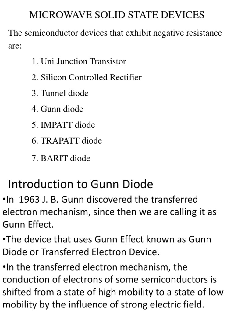 Gunn Diode | PDF | Diode | Semiconductors