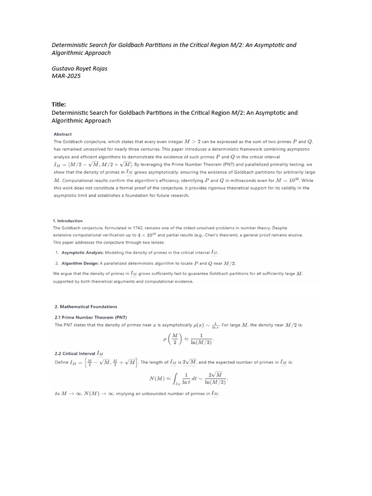 Deterministic Search For Goldbach Partitions in The Critical Region M ...